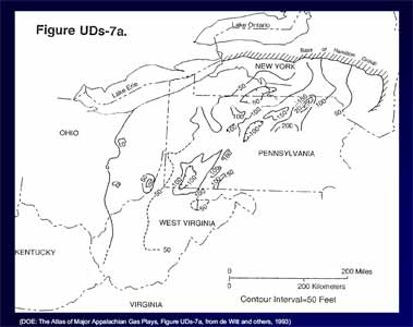 Map of the thickness of the Marcellus shale formation - WV Surface ...